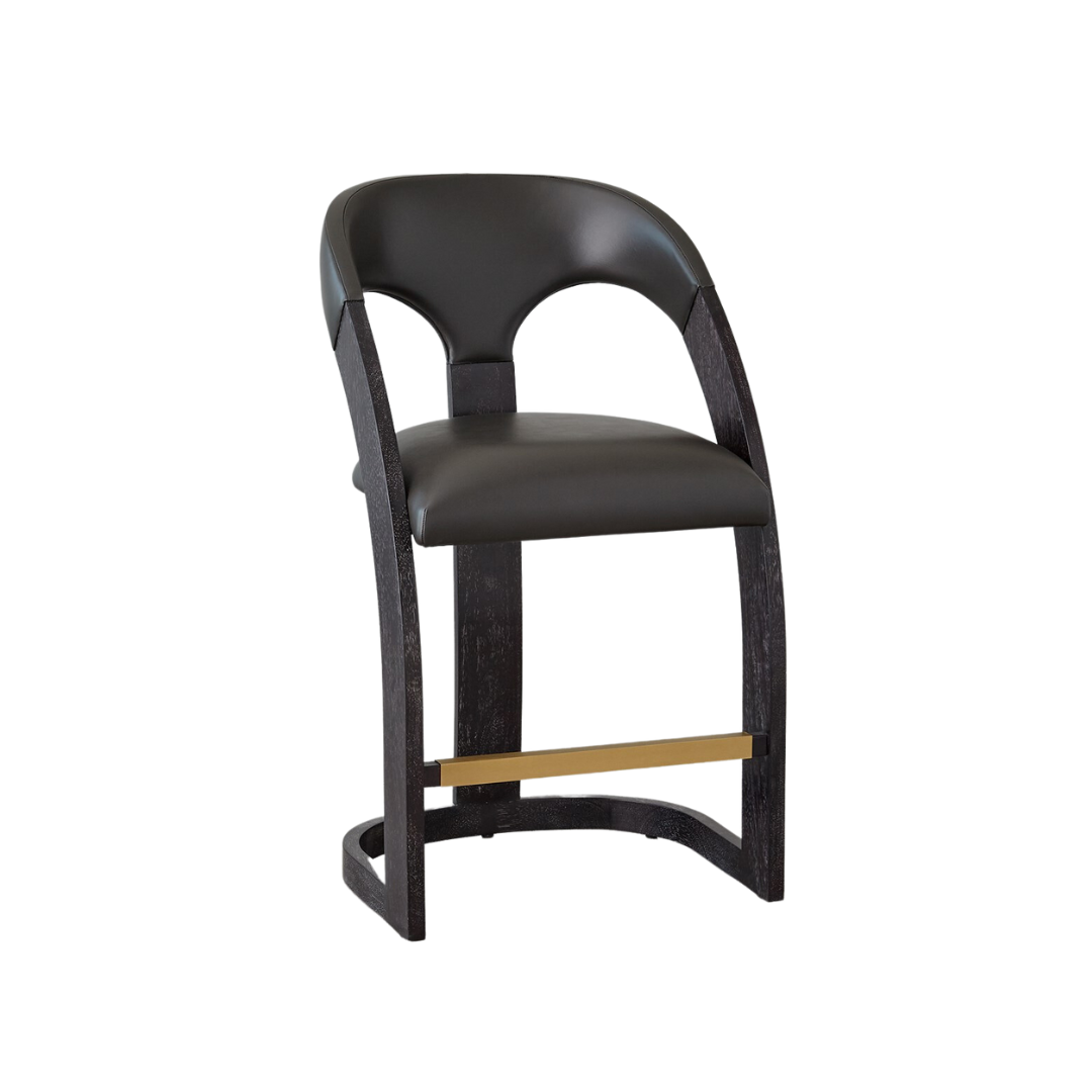 Recurve Leather Counter Stool – Black Rooster Decor