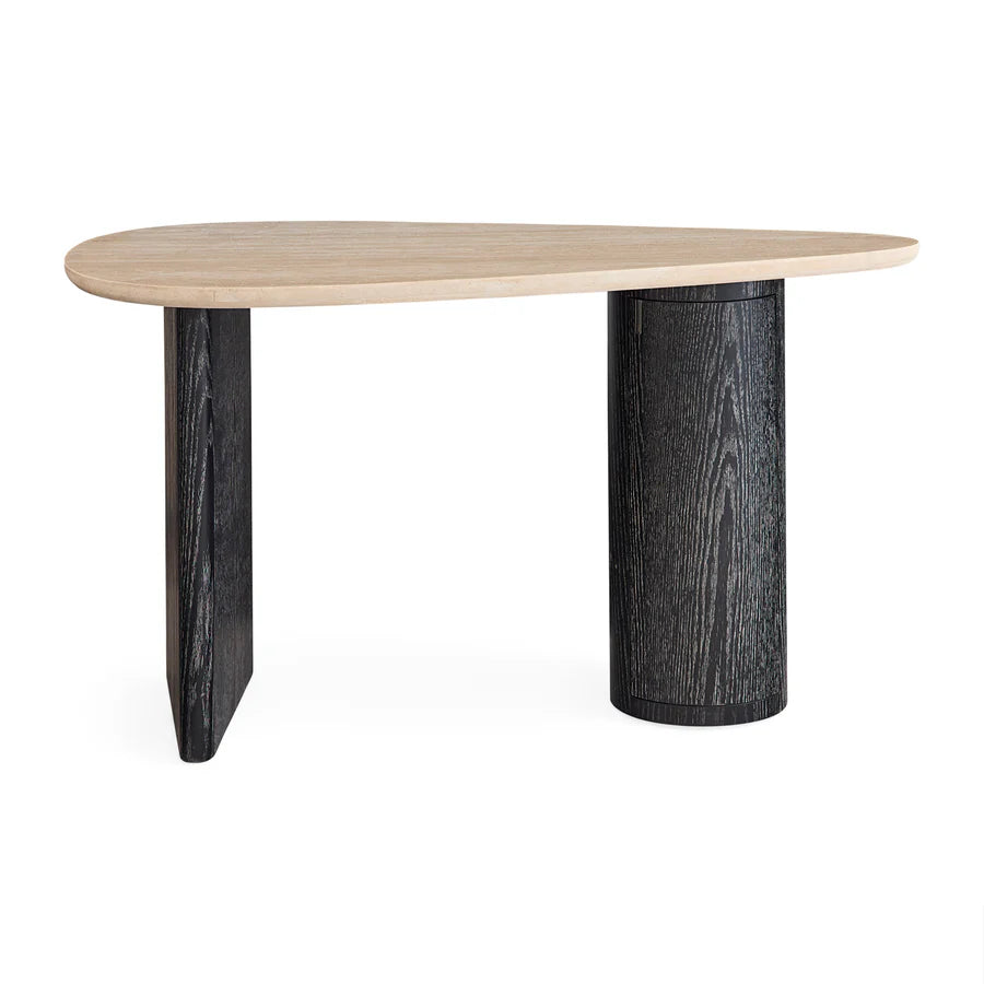 Oeuf Travertine Desk – Black Rooster Decor